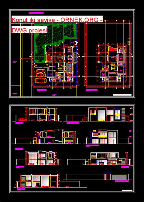 Konut Iki Seviye Dwg Projesi Autocad Projeler