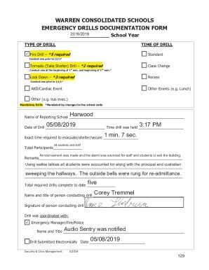 Fillable Online Fire Drills And All Hazard Response Drills Exercises