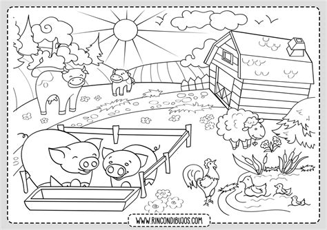 Dibujo Paisaje Granja Para Colorear Rincon Dibujos