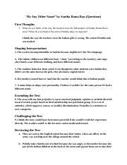 By Any Other Name By Santha Rama Rau Questions Docx By Any Other