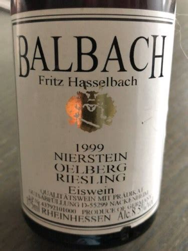 Balbach Nierstein Oelberg Riesling Eiswein Vivino
