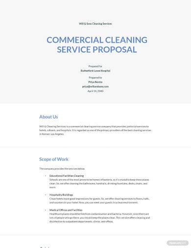 Commercial Cleaning Sample Proposal Letter For Cleaning Serv