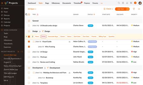 Software De Gerenciamento De Tarefas Sistema Recursos Zoho Projects