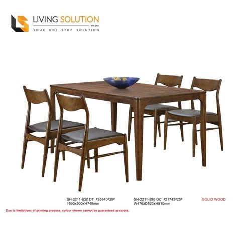 Emila Wooden Dining Table Dining Chair Set Living Solution Pte Ltd