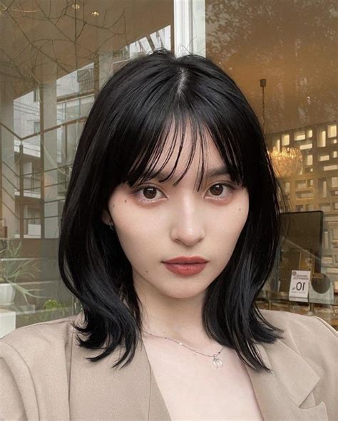 Black Korean Hairstyle With A See Through Fringe Japanese Haircut Korean Haircut Japanese