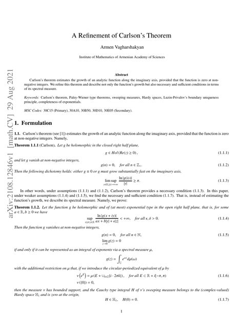 pdf a refinement of carlson s theorem