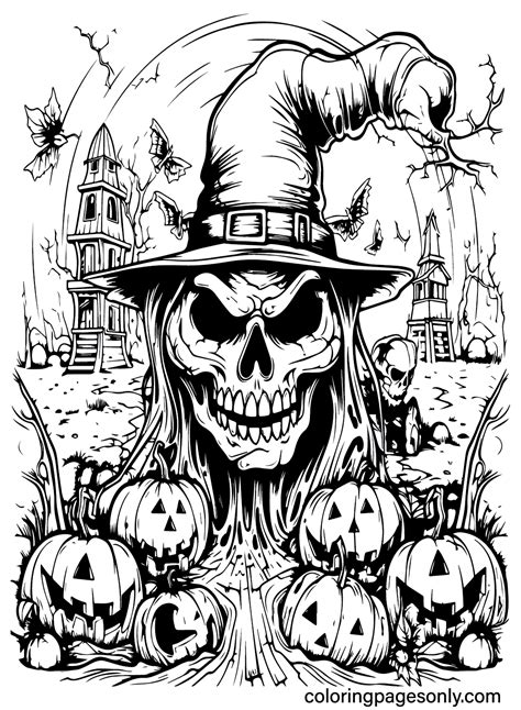 Scary Halloween Images To Color Free Printable Coloring Pages