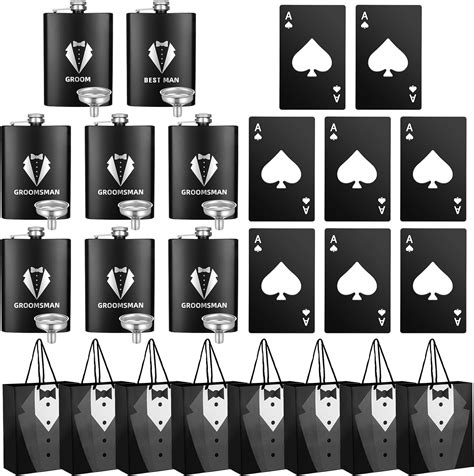 32 Pcs Groomsmen Gifts Set 8 Groomsmen Gift Proposal Bags 8 Oz