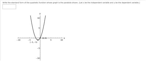 solved write the standard form of the quadratic function