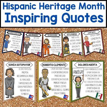 Hispanic Heritage Month Spanish Inspiring Quotes Bulletin Board Poster