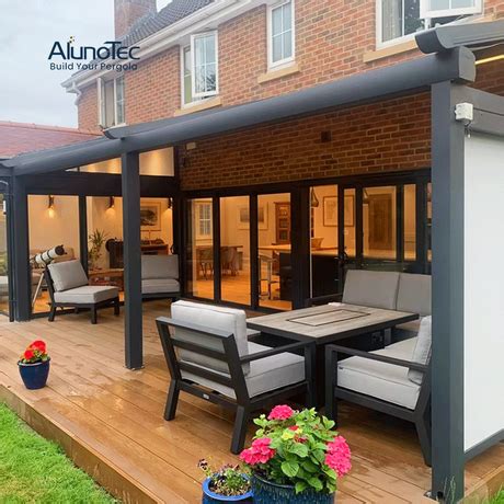 AlunoTec Outdoor Space Adjustable Shade Motorized Pergola System With