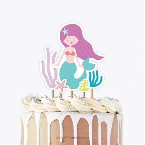 Mermaid Cake Topper Under The Sea Birthday Girl Mermaid Party