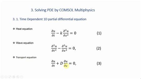4 solving time dependent 1d pde by comsol multiphysics youtube