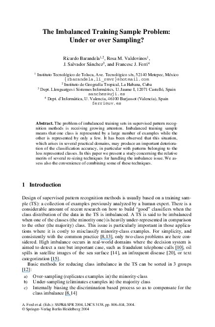 pdf the imbalanced training sample problem under or over sampling rosa valdovinos