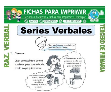 Ficha De Series Verbales Para Tercero De Primaria Tercero De Primaria