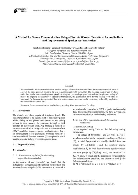pdf a method for secure communication using a discrete wavelet transform for audio data and