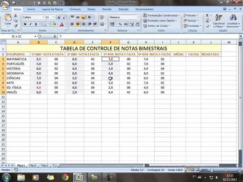 Planilha de Notas Escolares Planilhas de Controle Excel Grátis