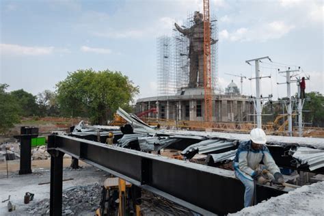 In Photos Construction Of 125 Foot Ambedkar Statue In Full Swing In