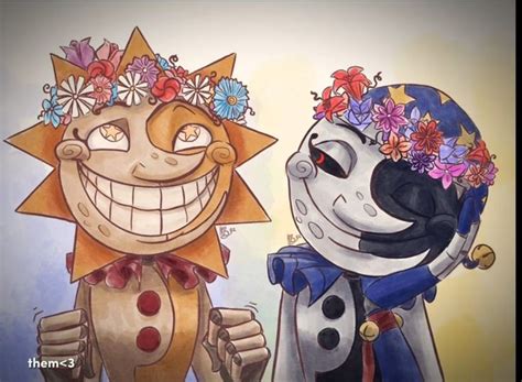 Two Cartoon Characters With Flowers On Their Heads And One Is Wearing A