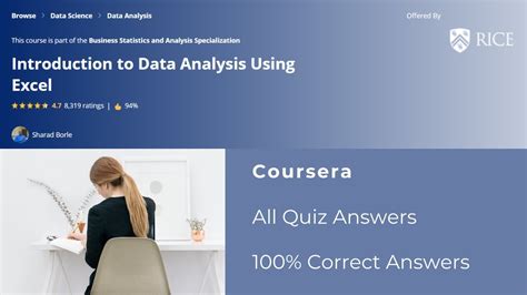 Introduction To Data Analysis Using Excel Coursera Quiz Answers 100