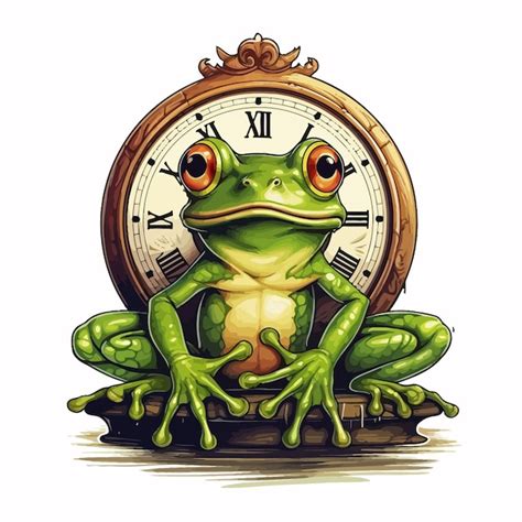 Premium Vector Vector Illustration Of Frog Sitting On Clock