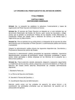 LEY ORGANICA DEL PODER EJECUTIVO DEL ESTADO DE Ley Organica Del