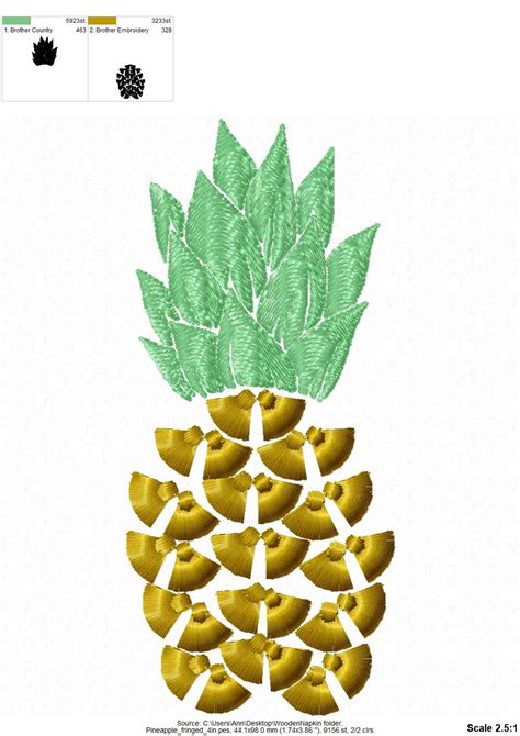 Awesome Fringed Pineapple Machine Embroidery Designs Sizes 4 Etsy