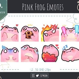 Cute Pink Frog Emotes For Twitch Youtube Discord Kawaii Stream