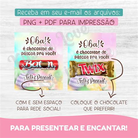 Kit Digital Cartão Páscoa Chocolate Bis Brinde Cliente Elo7