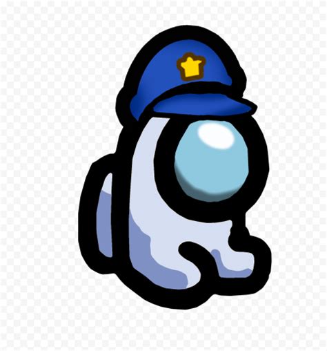 HD White Among Us Mini Crewmate Character Baby Police Hat PNG Citypng