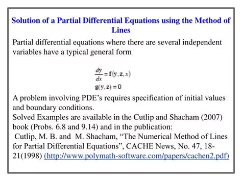 ppt solution of a partial differential equations using the method of lines powerpoint