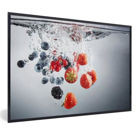 MuchoWow Poster encadré Rouge Fruit Eau Tableau deco avec cadre