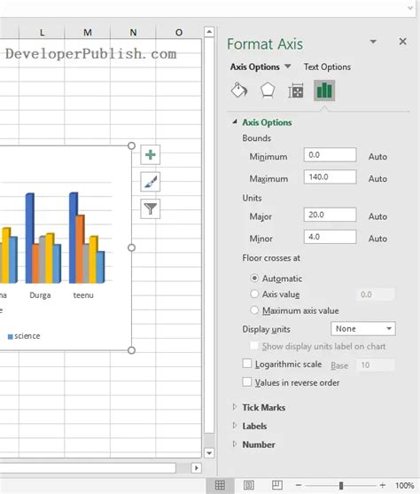 Customize Axes In Excel Developer Publish Tutorials