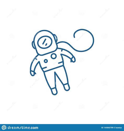 L Nea Concepto Del Cosmonauta Del Icono S Mbolo Plano Del Vector Del