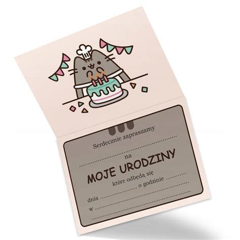 ZAPROSZENIE NA URODZINY PUSHEEN KOT POZIOM Z2 ERLI Pl