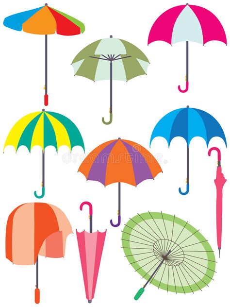 Set Of Umbrella Drawings Hand Drawn Stock Vector Illustration Of