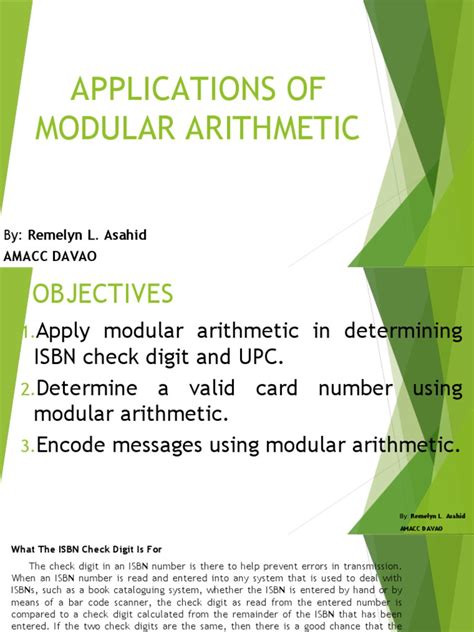 applications of modular arithmetic by remelyn l asahid pdf discrete mathematics algorithms