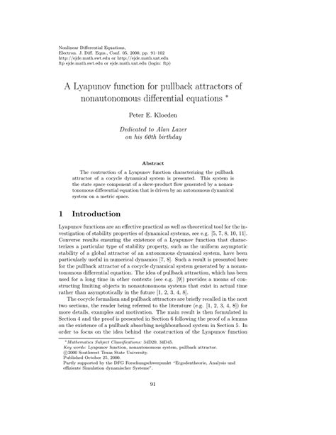 pdf a lyapunov function for pullback attractors of nonautonomous differential equations