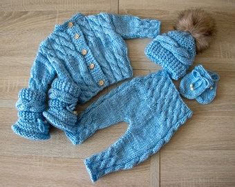Knitted Baby Boy Coming Home Outfit Knit Baby Outfit