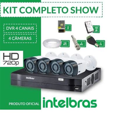 Kit cftv intelbras completo alta definição 4 câmeras hd Gravador de
