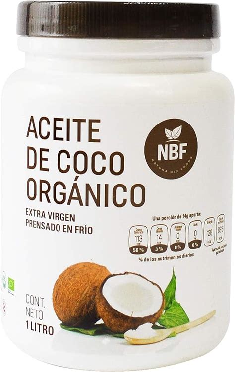 NBF Aceite de Coco Organico Extra Virgen 1 Litro Prensado en Frío