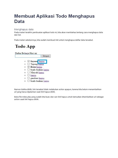 membuat aplikasi todo menghapus data pdf