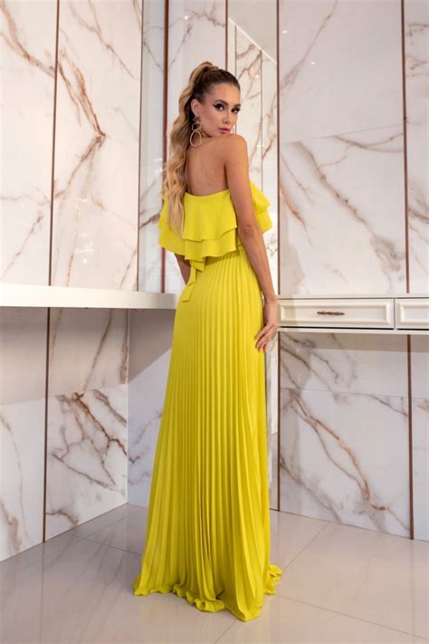 Vestido Richini Longo Um Ombro Só Plissado Loja Oficial