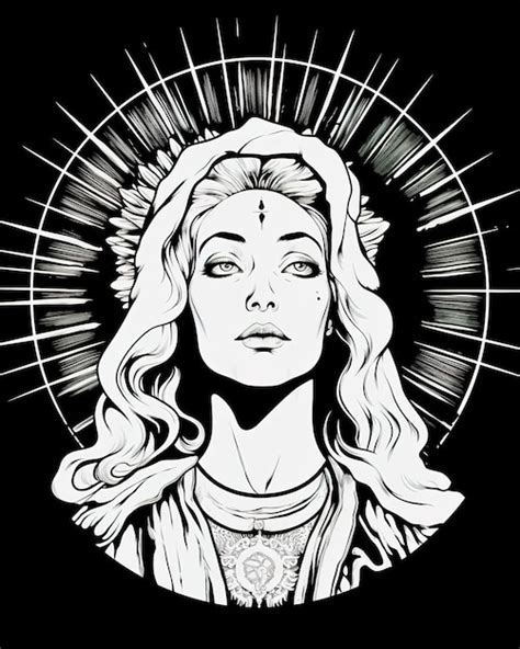 Um Desenho Preto E Branco De Uma Mulher A Palavra A Palavra Nele