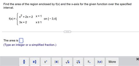 solved find the area of the region enclosed by f x and the