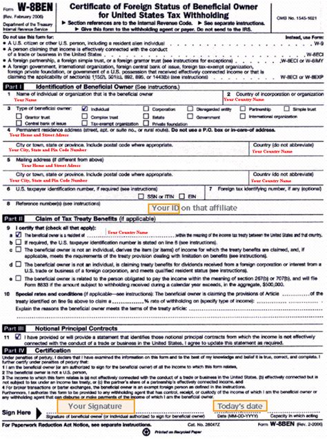 Fillable Form W 8ben E Printable Forms Free Online