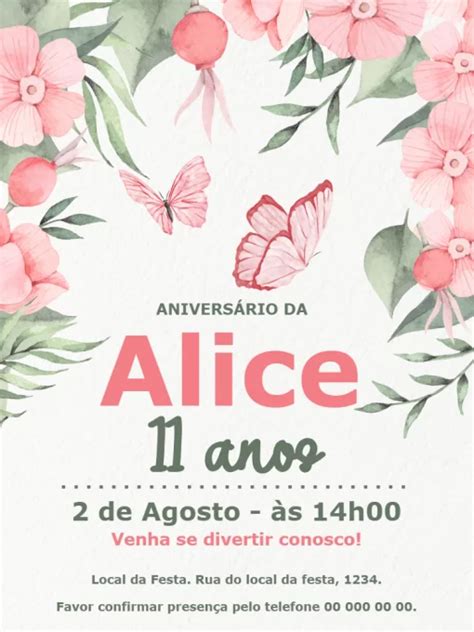 Fazer Convite De Aniversário Jardim Floral Edite Online