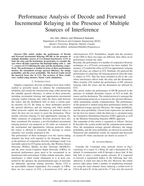 pdf performance analysis of decode and forward incremental relaying in the presence of