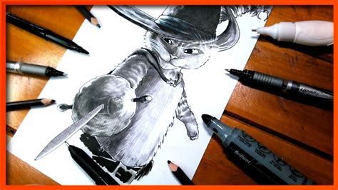 C Mo Dibujar El Gato Con Botas Realista Youtube
