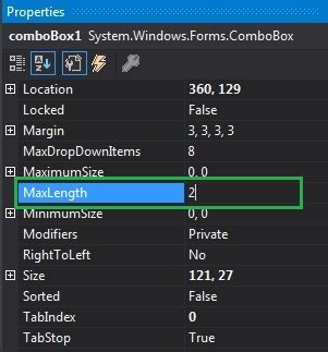 How To Set The Length Of The Characters In The ComboBox In C